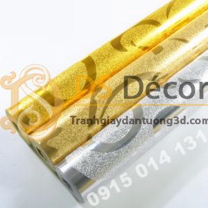 Giấy dán tường hoa lá cách điệu 3D296 dát vàng bạc