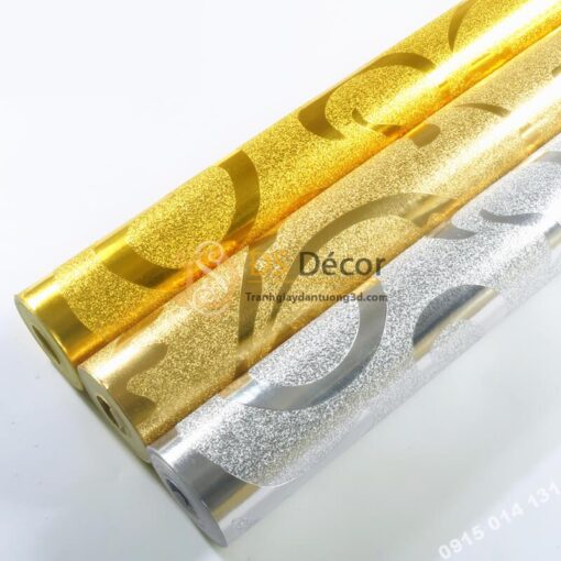 Giấy dán tường hoa lá cách điệu 3D296 dát vàng bạc