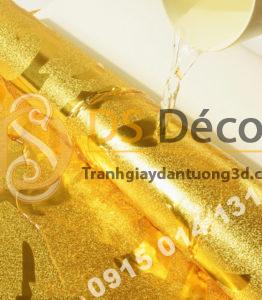Giấy dán tường hoa lá cách điệu 3D296 dát vàng bạc