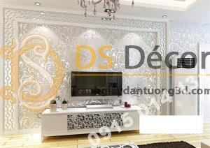 Giấy dán tường hoa lá cách điệu 3D296 dát vàng bạc